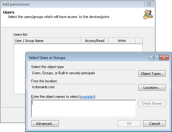 Configuring access permissions for specific devices