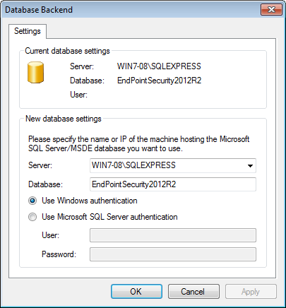 Using an existing SQL Server instance