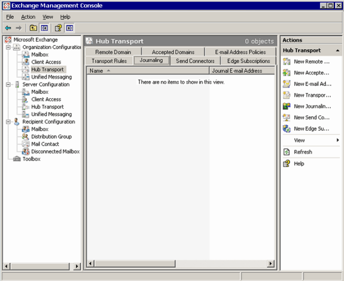 Creating A Journal Mailbox In Microsoft Exchange Server 2007
