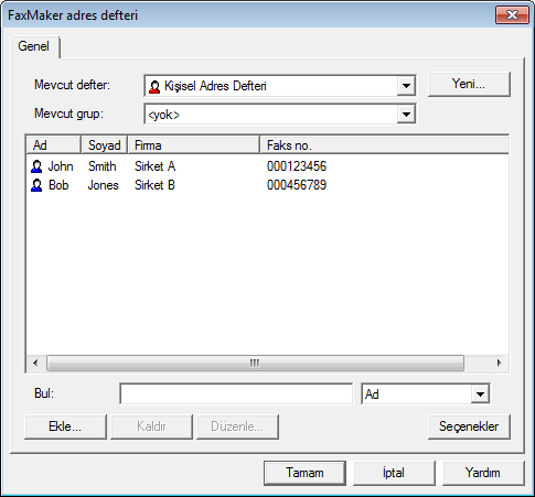GFI FaxMakerFaks İletisi formu adres defteri